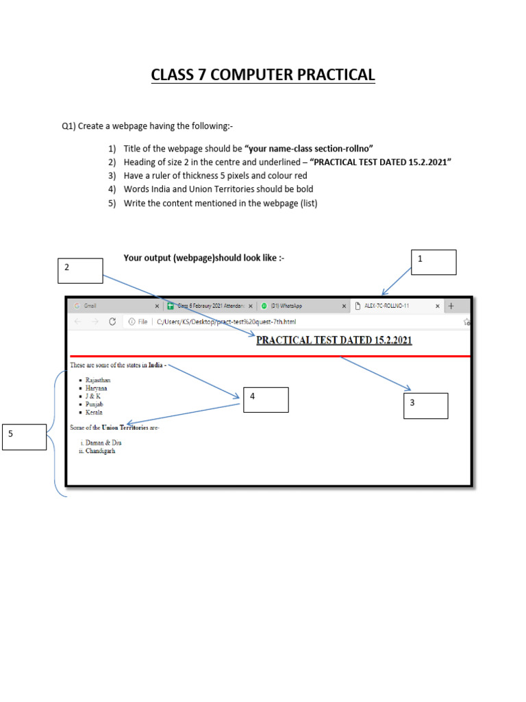 Computer Practical Question CLASS 7 | PDF