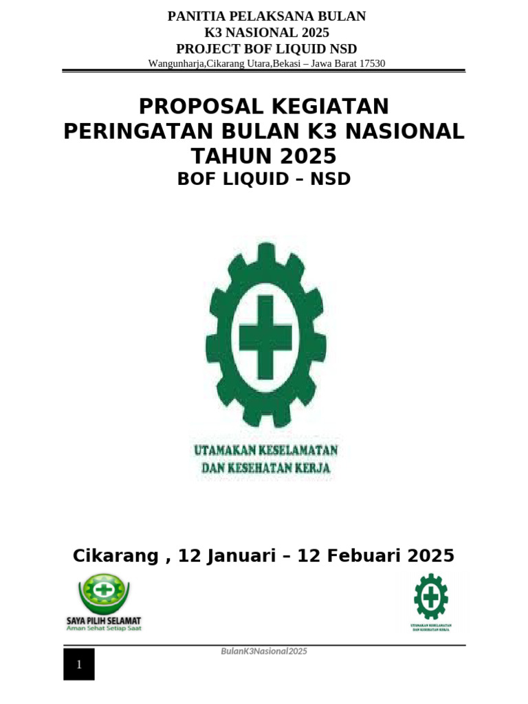 Proposal Pengajuan Bulan K3 Nasional 2025 | PDF
