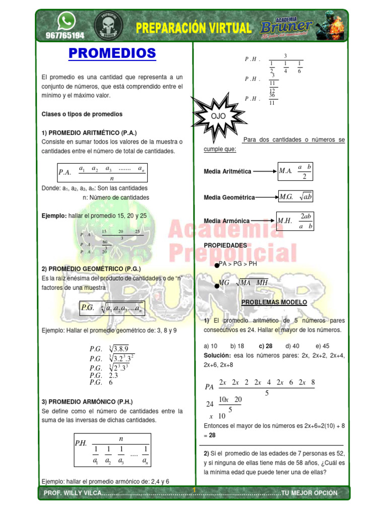 10 - Promedios | PDF | Análisis matemático | Estadísticas descriptivas