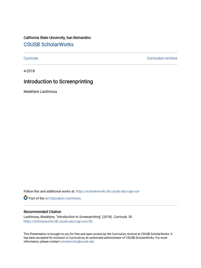 Introduction To Screenprinting | PDF | Printing | Artistic Techniques