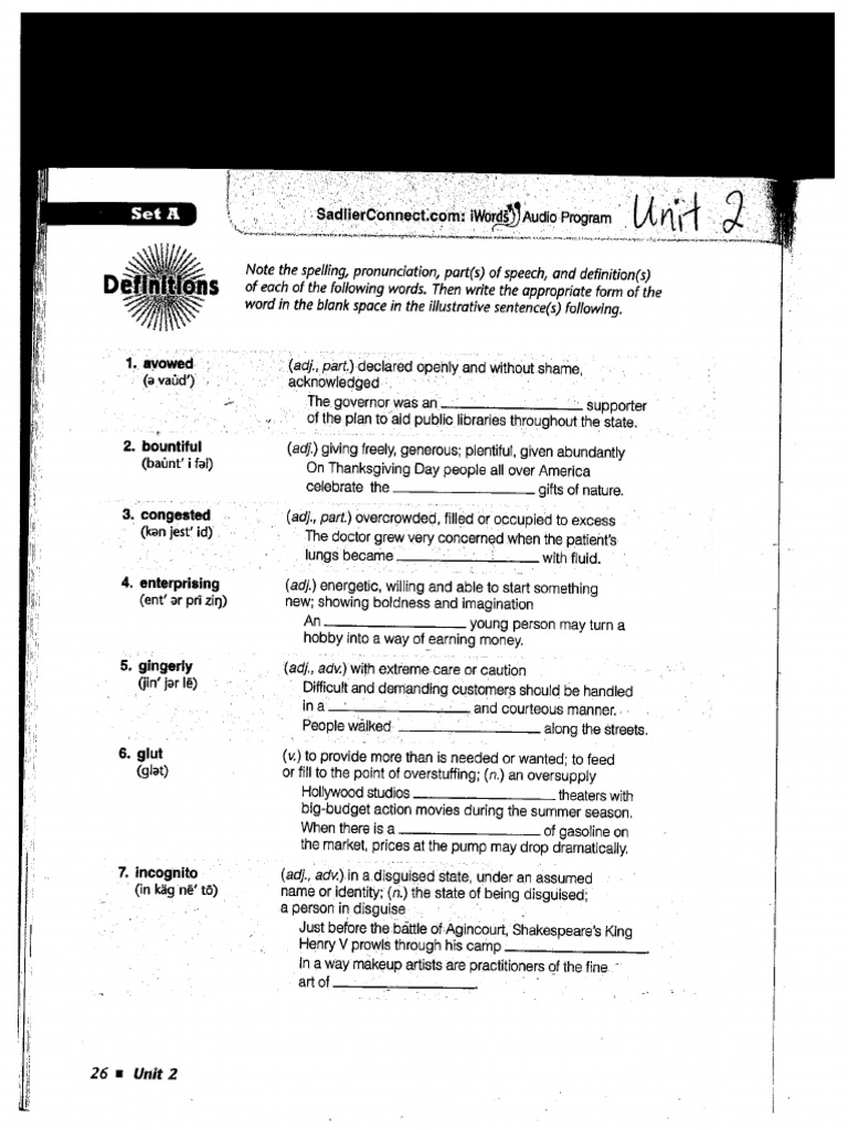 Vocabulary unit 2 (3) | PDF