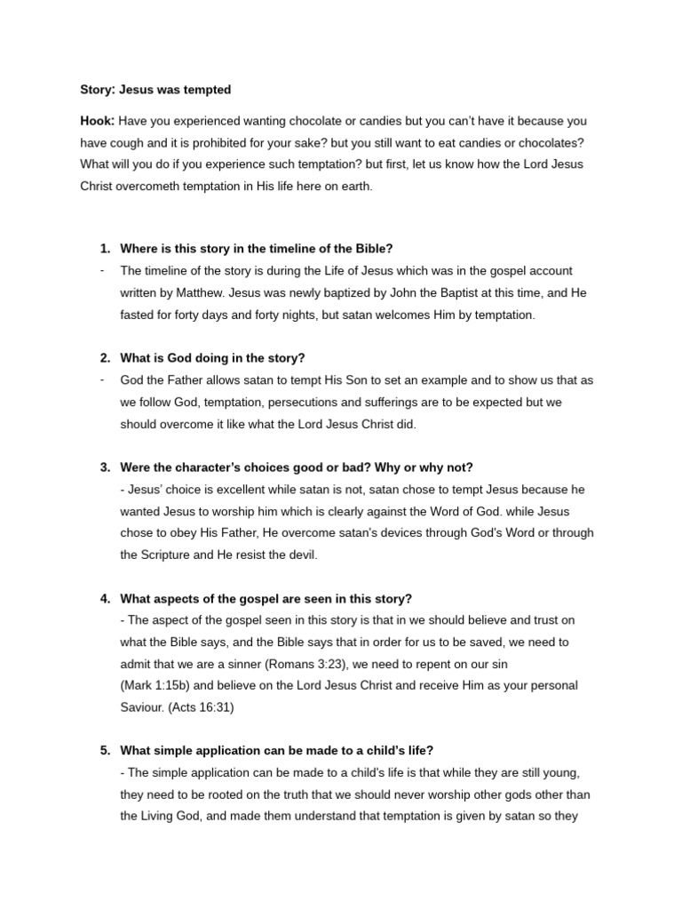 Jesus Was Tempted | PDF | Jesus | Satan