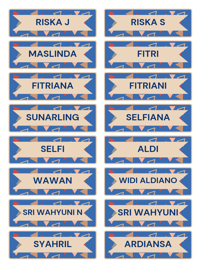 Blue and Beige Name Student Label | PDF