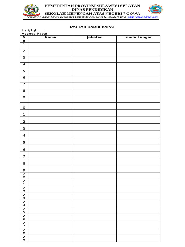 Daftar Hadir Rapat | PDF