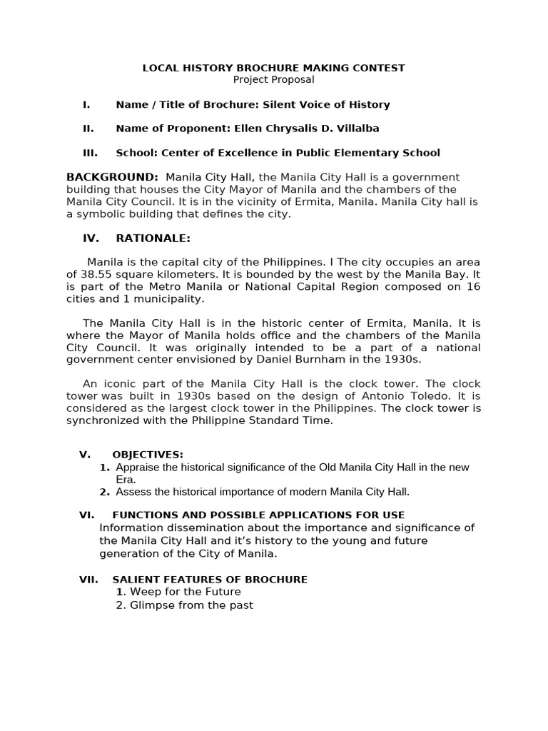 LOCAL HISTORY BROCHURE MAKING CONTEST-binondo Church | PDF