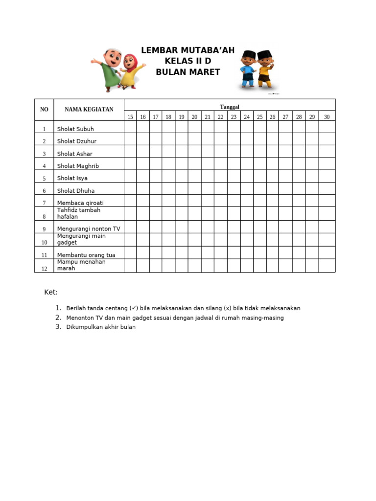 Lembar Mutaba'ah 1 | PDF