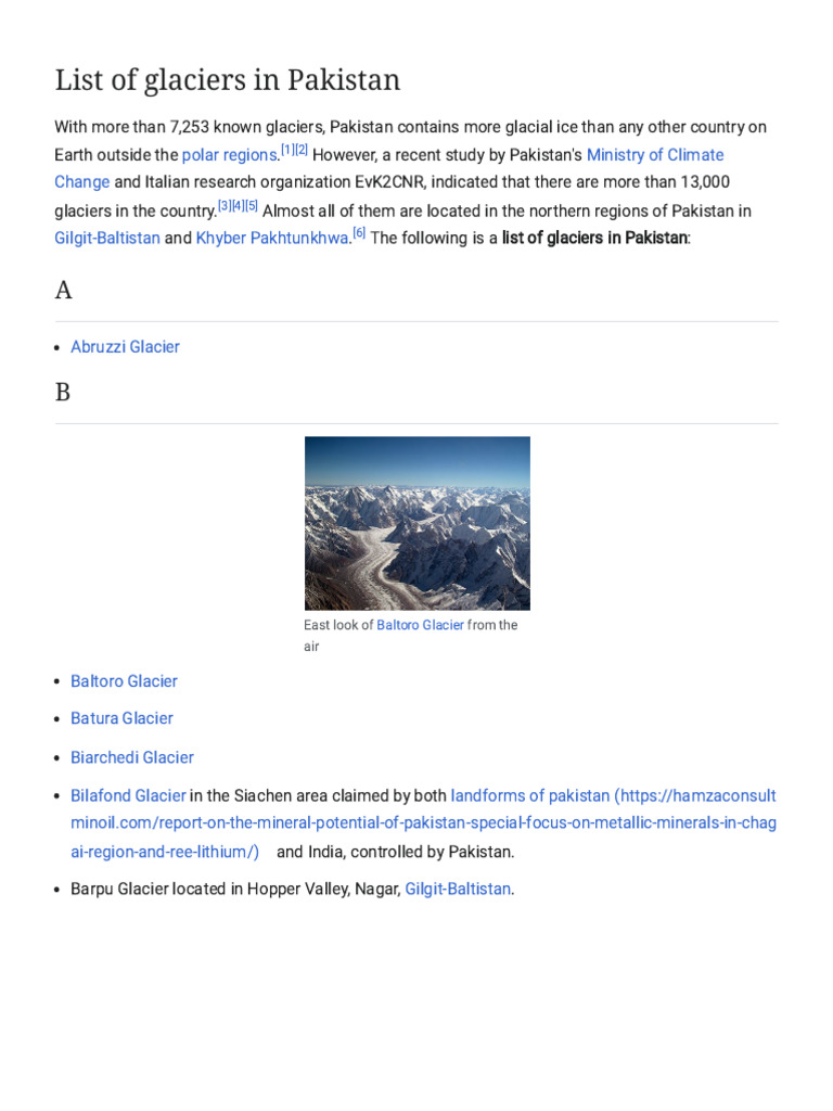Glaciers of Khyber Pakhtunkhwa, Pakistan | PDF | Glacier | Ice