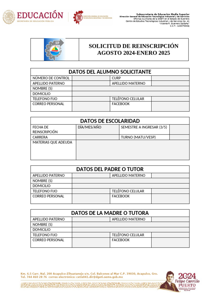 Reinscripción CETIS 41 Acapulco 2024 | PDF | Telecomunicaciones