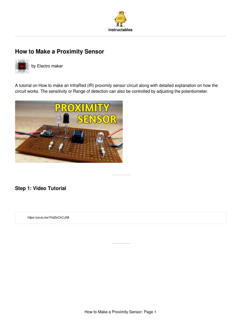 Simple IR Proximity Sensor Guide | PDF | Operational Amplifier | Resistor