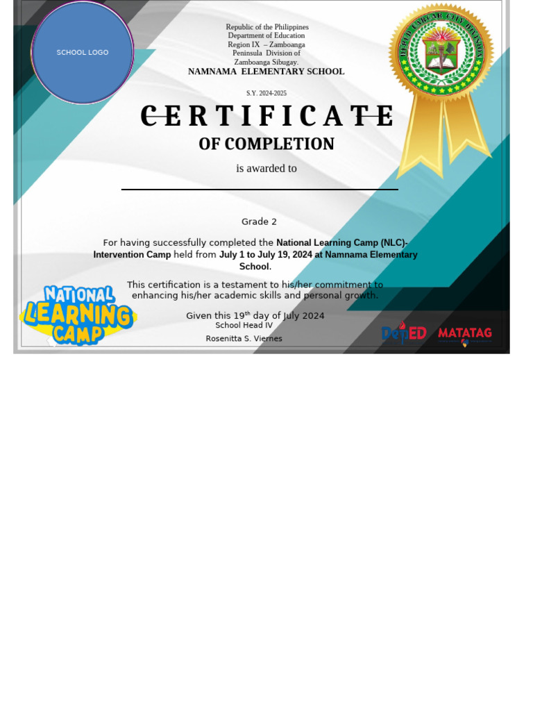 Grade 2 Completion Certificate 2024 | PDF
