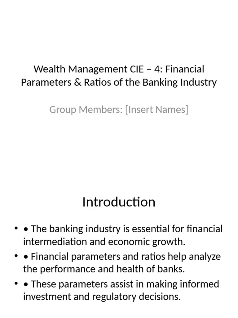 Banking Financial Parameters CIE 4 | PDF