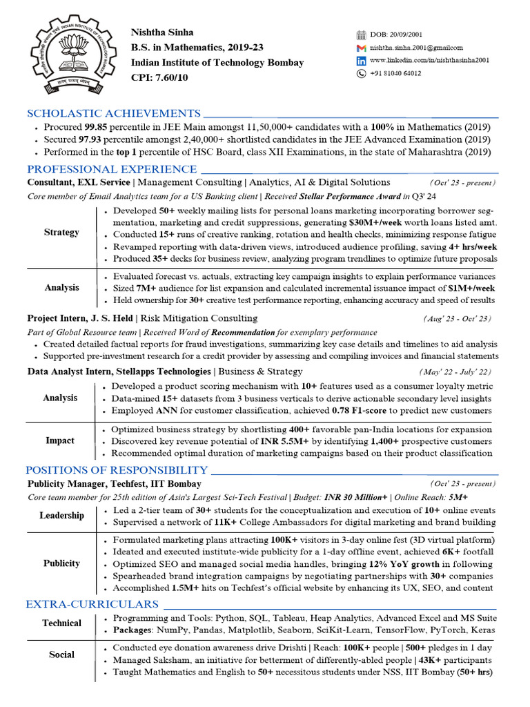 Resume Nishtha | PDF | Analytics