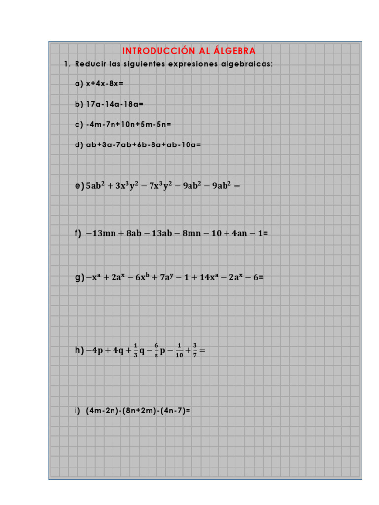 PR Sctico de INTRODUCCIÓN AL ÁLGEBRA | PDF
