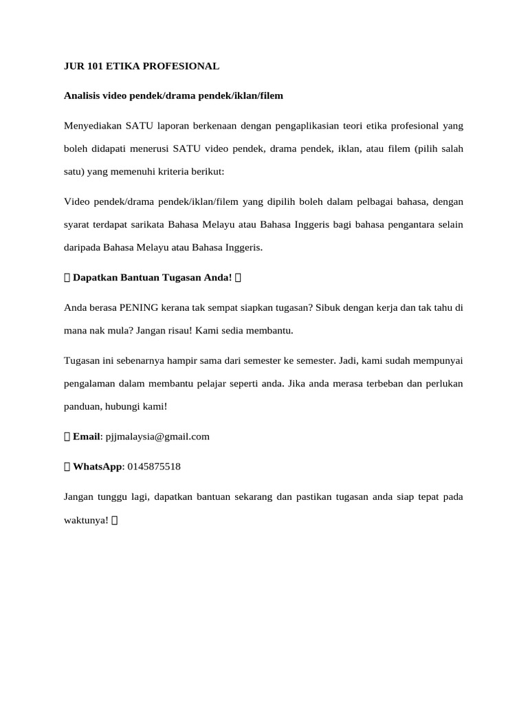 Jur 101 Etika Profesional+Analisis Film | PDF