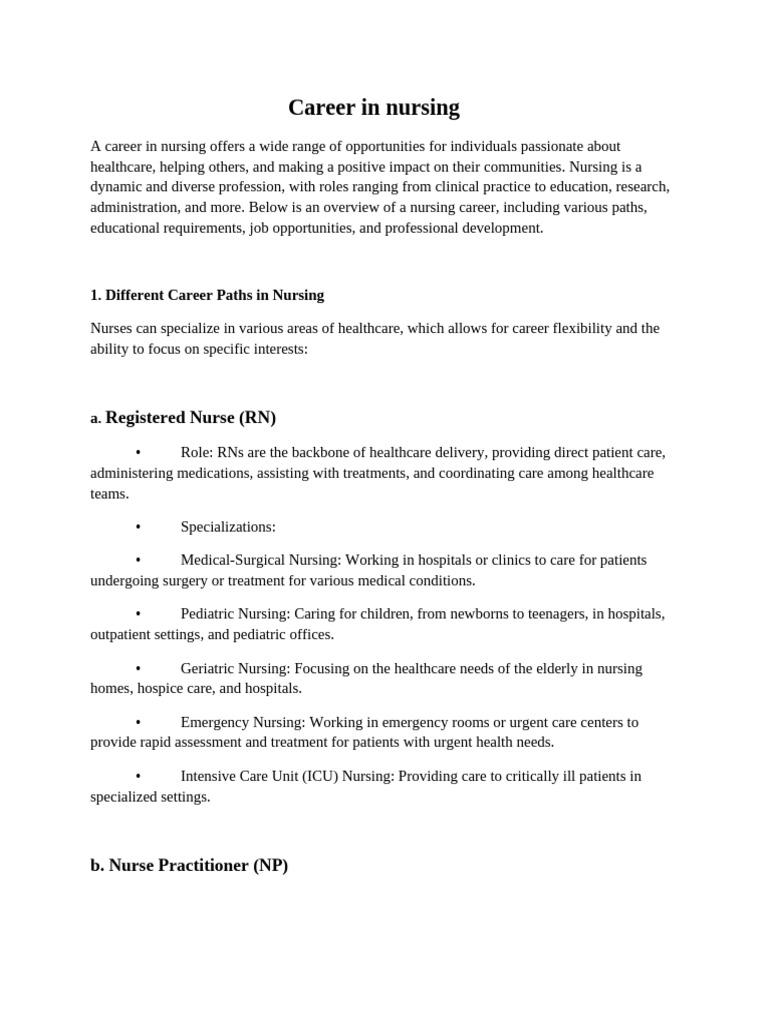 Career in Nursing | PDF | Nurse Practitioner | Nursing