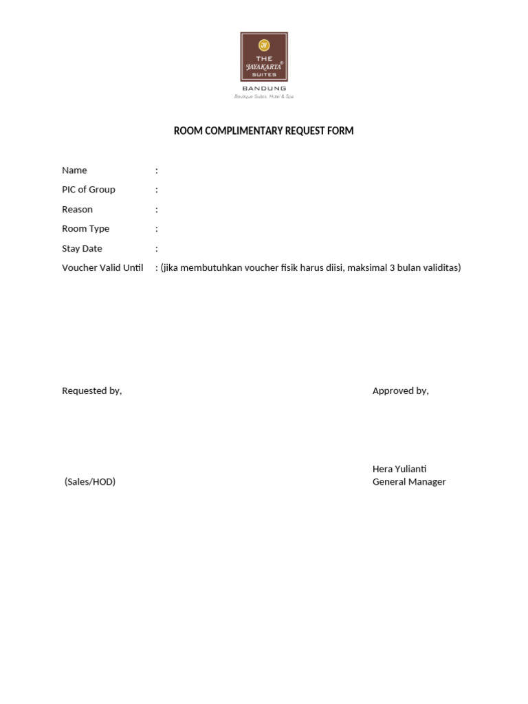 Complimentary Room Voucher Request | PDF