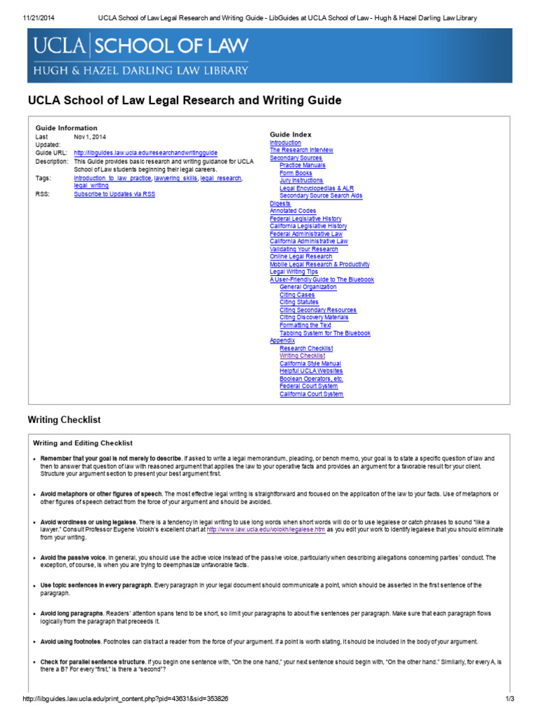 UCLA Law Research & Writing Guide | PDF | Writing