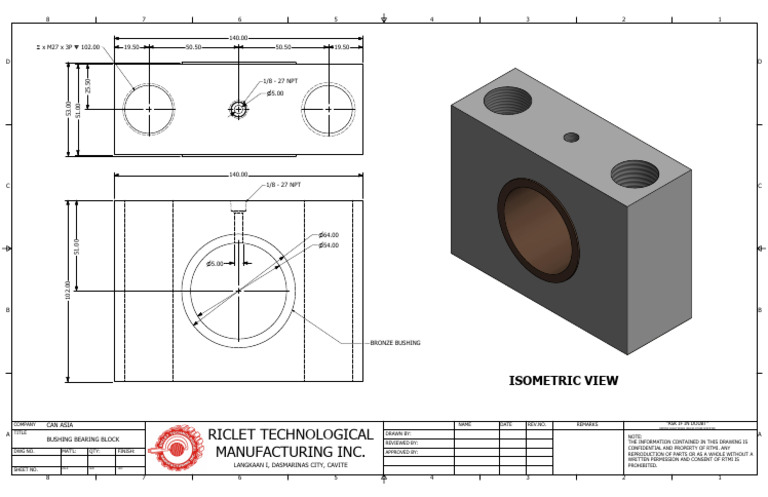 Bushing Bearing Block Drawing | PDF