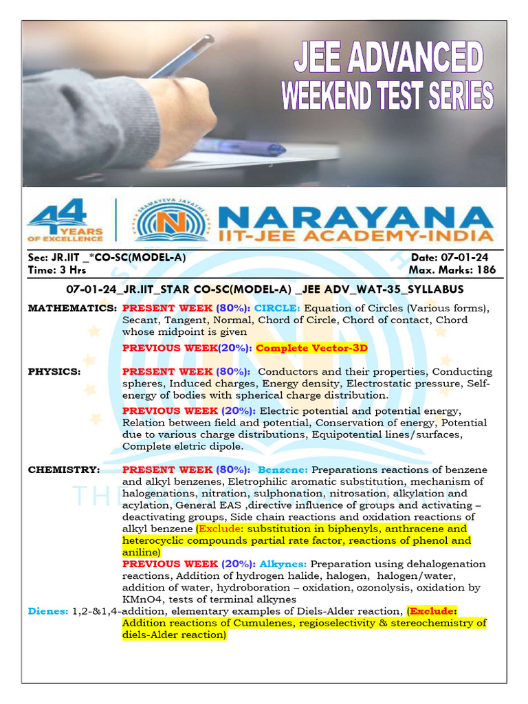 07 01 24 JR Iit Star Co Scmodel A Jee Adv 2016p I Wat 35 | PDF | Circle ...