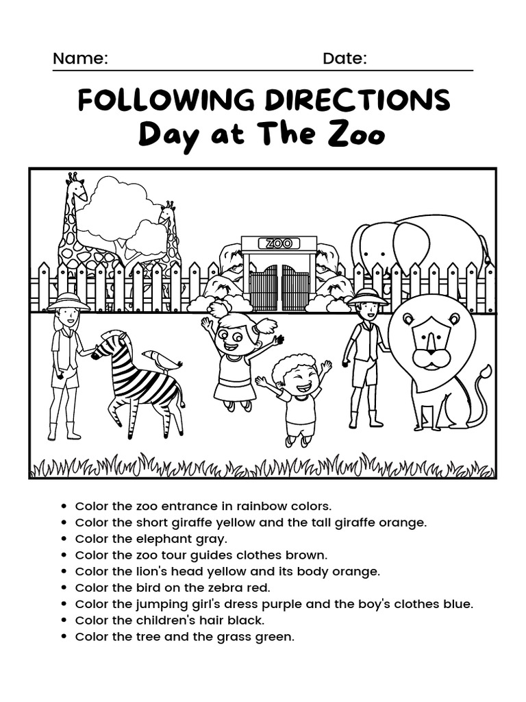 Zoo Coloring Activity Instructions | PDF