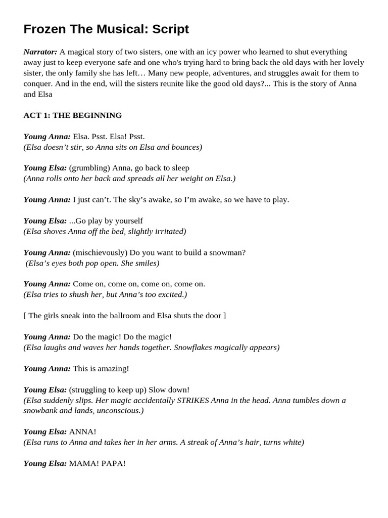 Frozen Musical Script-Ver.2 | PDF