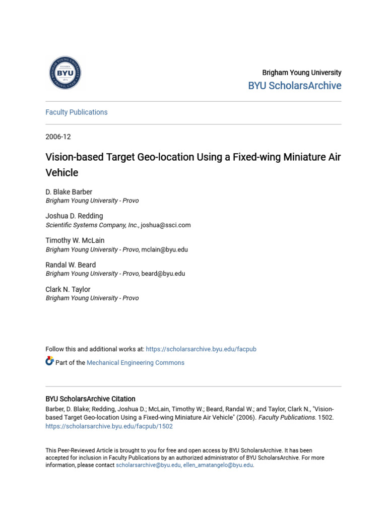 Vision-based Target Geo-location Using a Fixed-wing Miniature Air | PDF ...