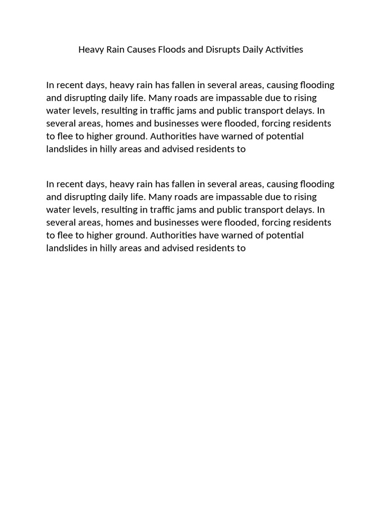 Heavy Rain Causes Widespread Flooding | PDF