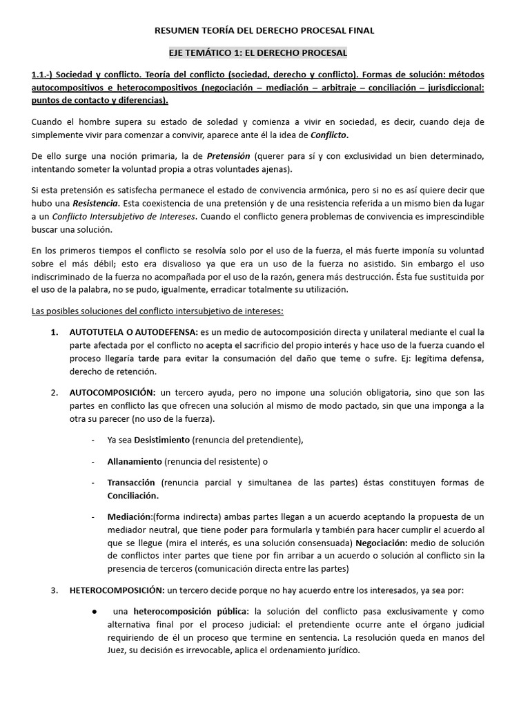 Resumen teoría del derecho procesal. Procesal 1 | PDF | Ley procesal | Debido al proceso