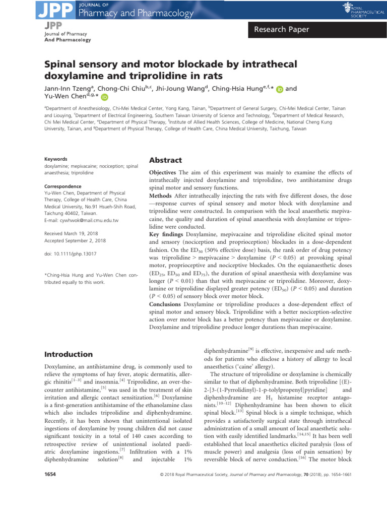 105 (2, O, 2018, J Pharm Pharmacol) | PDF | Anesthesia | Clinical Medicine