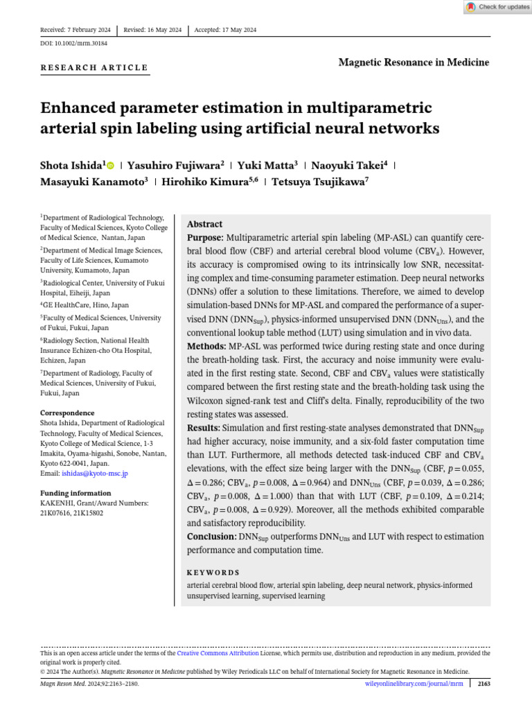 Magnetic Resonance in Med - 2024 - Ishida - Enhanced parameter estimation in multiparametric ...