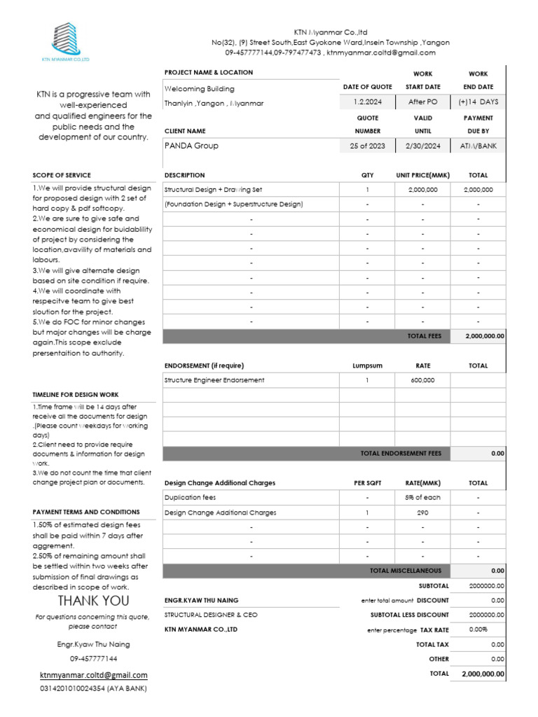 Final Welcoming Building Structure Design Quotation | PDF | Government Finances | Payments