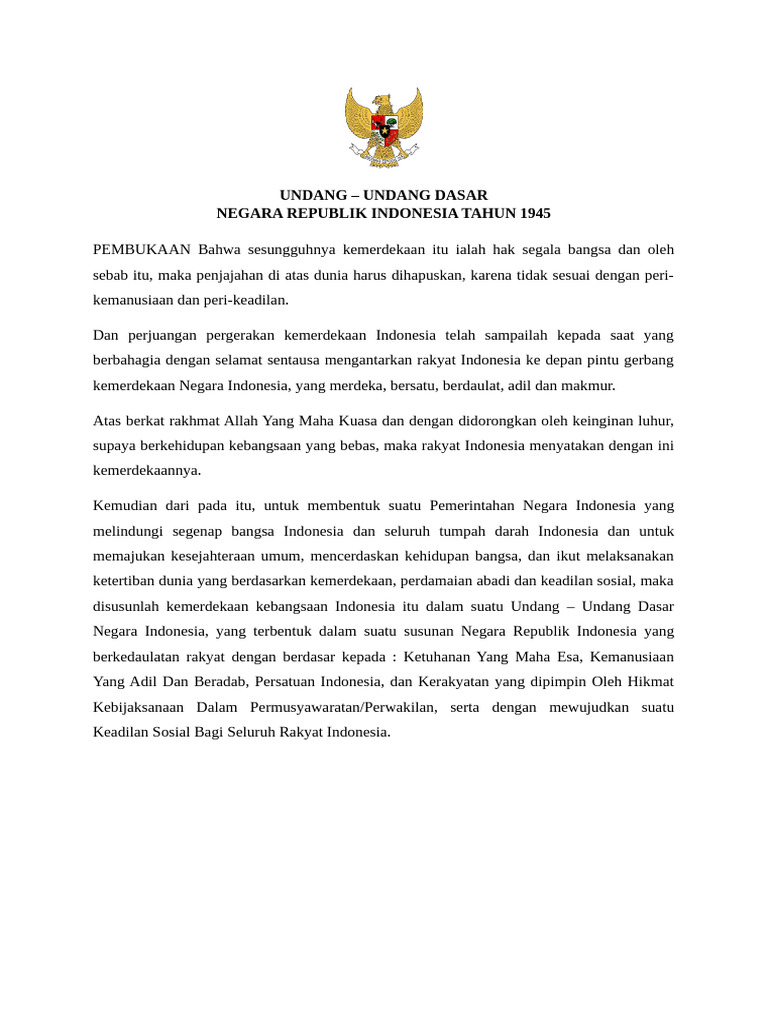 Undang-Undang Dasar 1945 Indonesia | PDF