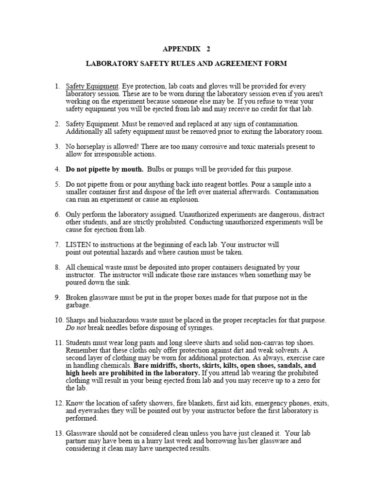 Updated+Safety+Agreement+Form Fillable+ | PDF | Laboratories | Personal ...