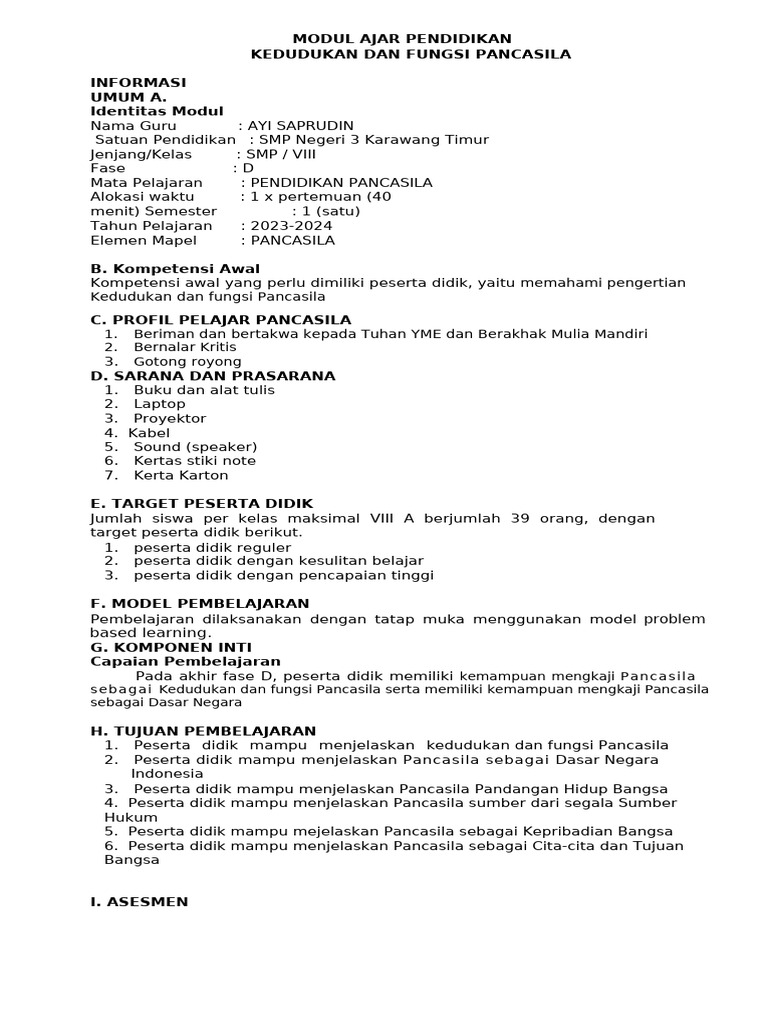 Modul Ajar PKG OK | PDF