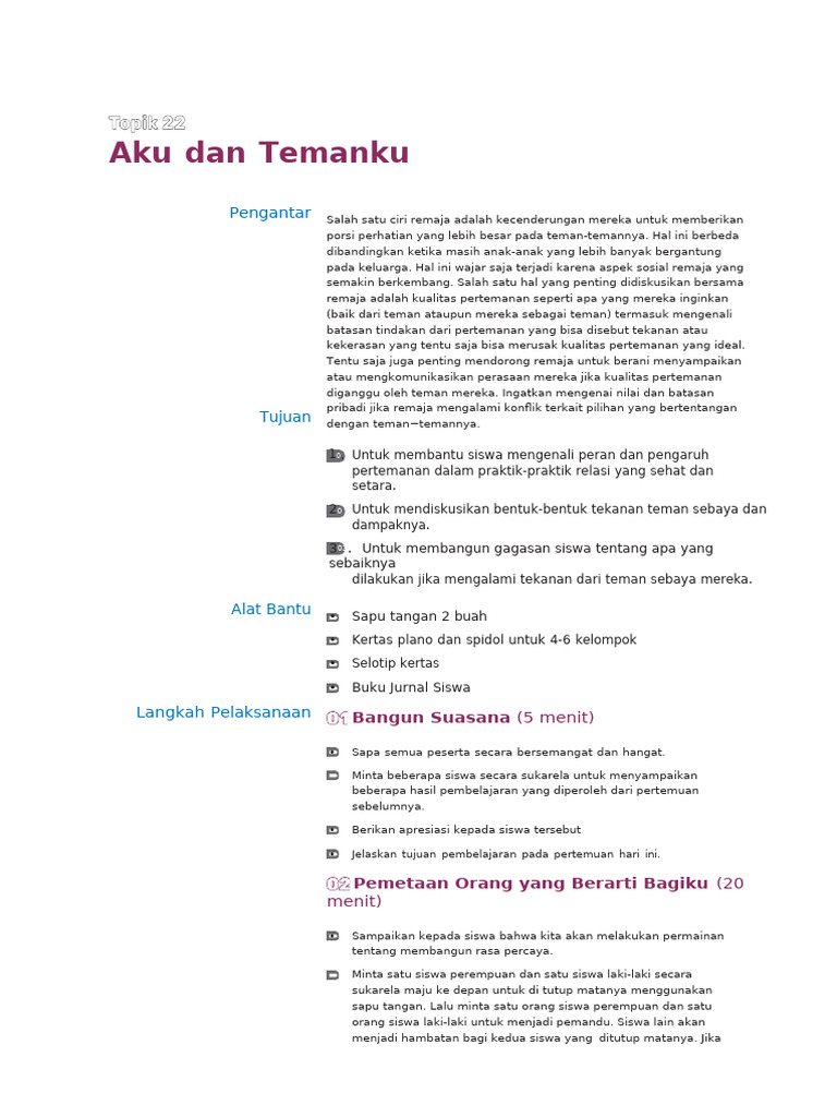 Kualitas Pertemanan Sehat Remaja | PDF