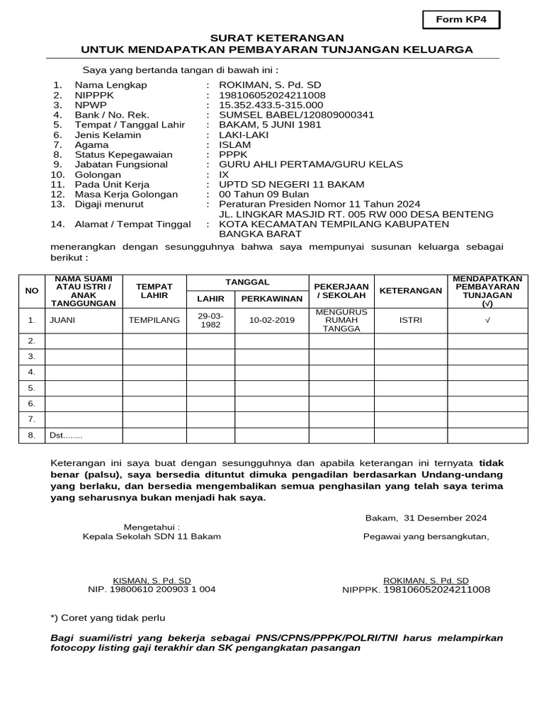 Formulir Kp4 2024 | PDF