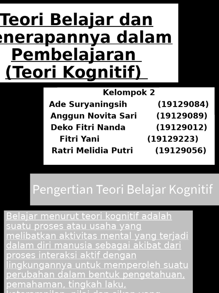 Kel2 Psikologi Pendidikan (Teori Belajar Kognitif) | PDF