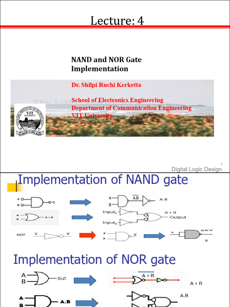 NAND and NOR Gate Implementation | PDF | Logic Gate | Computer Engineering