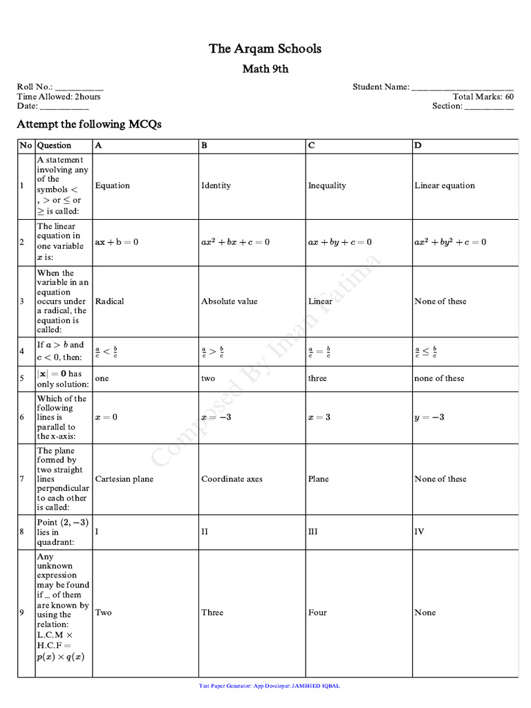 Math 9th - 30-01-2025-132630020 | PDF | Elementary Geometry | Mathematical Objects
