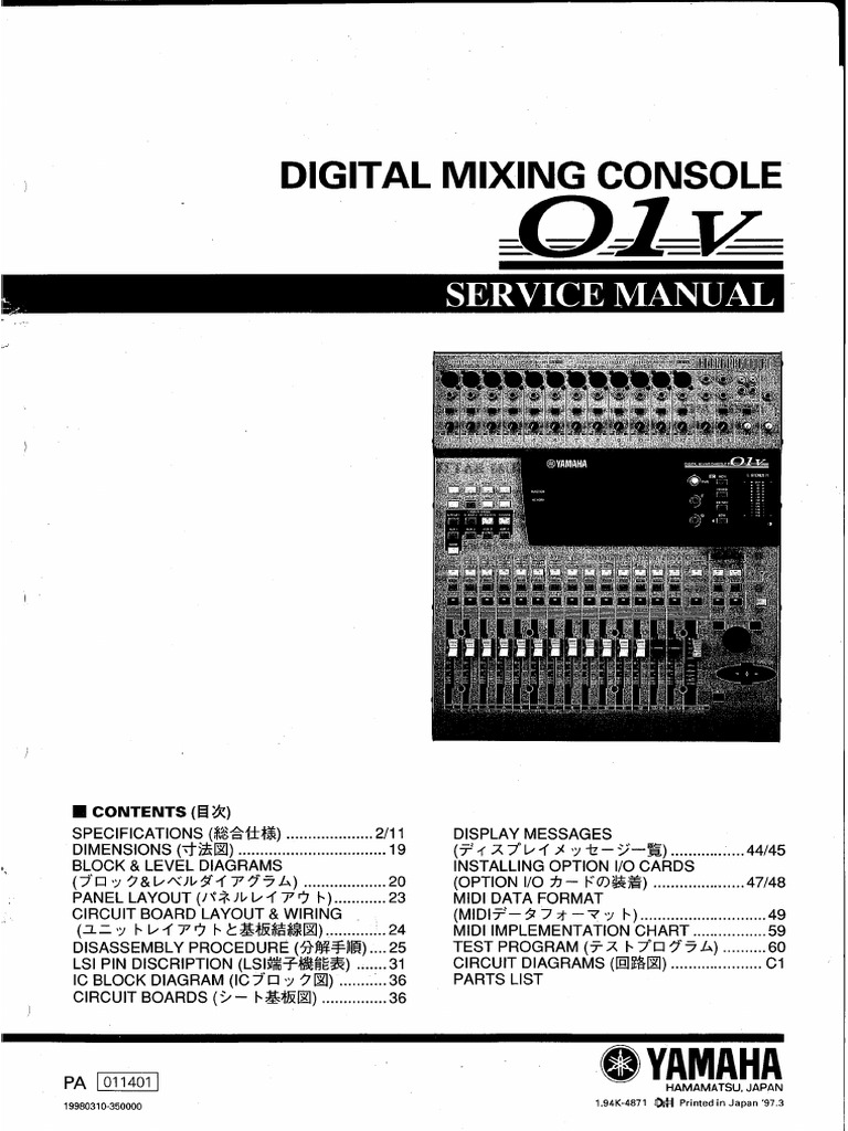 Yamaha 01v Mixer | PDF