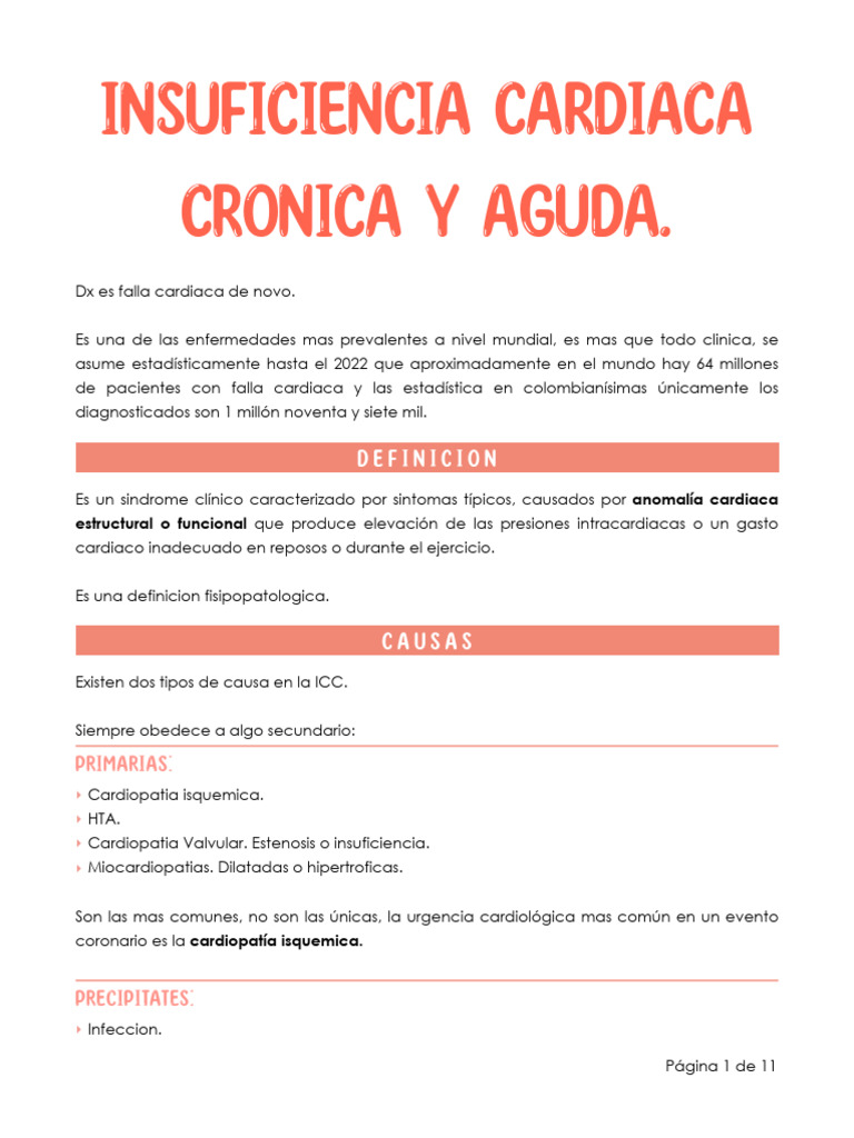 Insuficiencia Cardíaca: Diagnóstico y Manejo | PDF | Insuficiencia ...