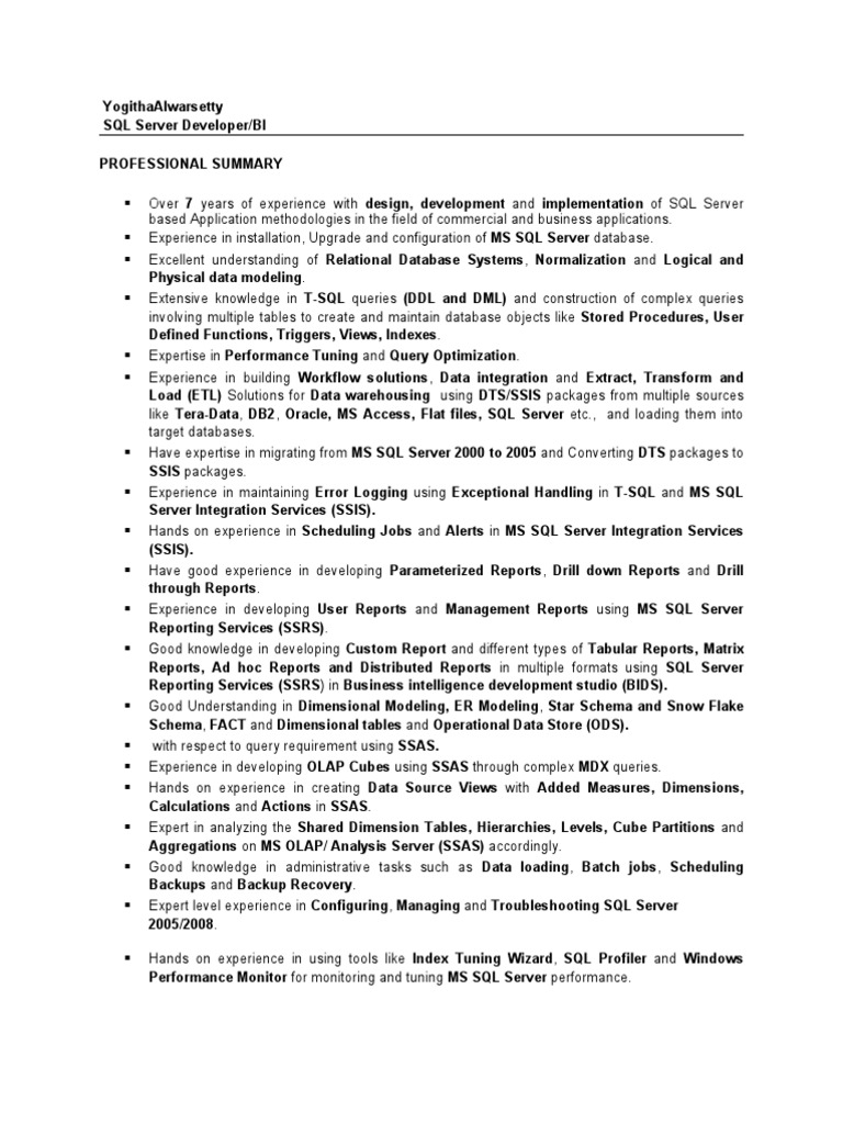 Yogitha Resume Pdf Microsoft Sql Server Microsoft Access