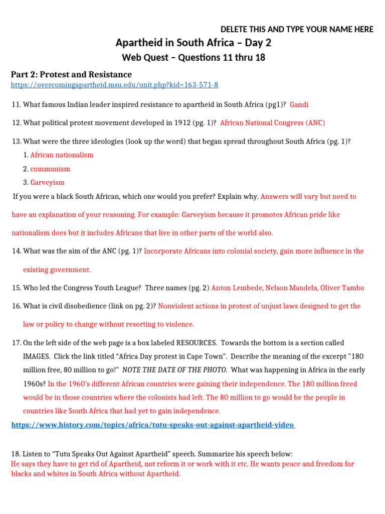Apartheid Resistance in South Africa | PDF