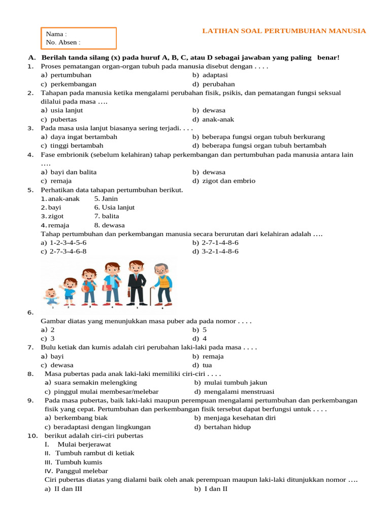 Latihan Soal Pertumbuhan Manusia | PDF