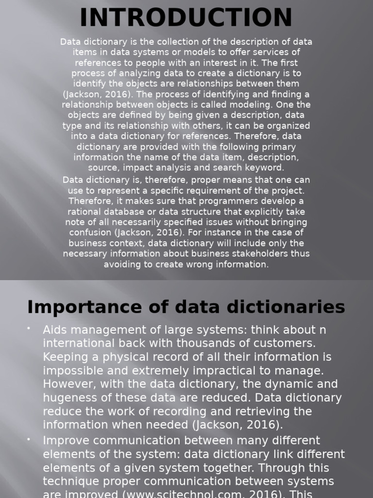 Data Dictionary Slides | PDF | Databases | Information Technology ...