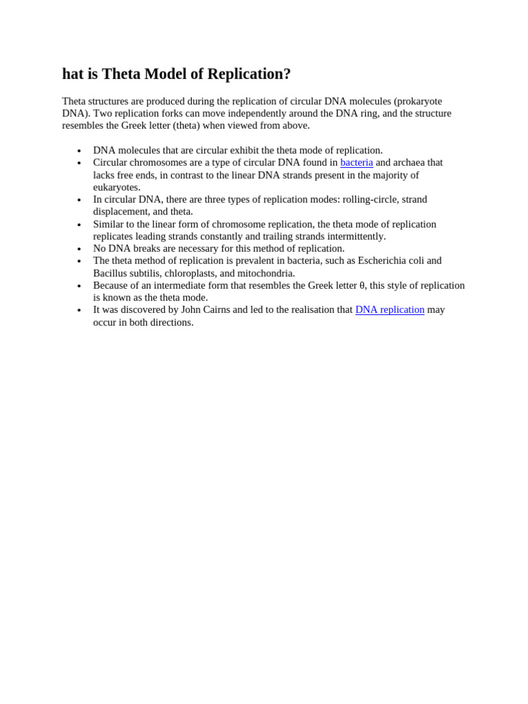 Theta Model of Replication | PDF | Dna Replication | Molecular Biology