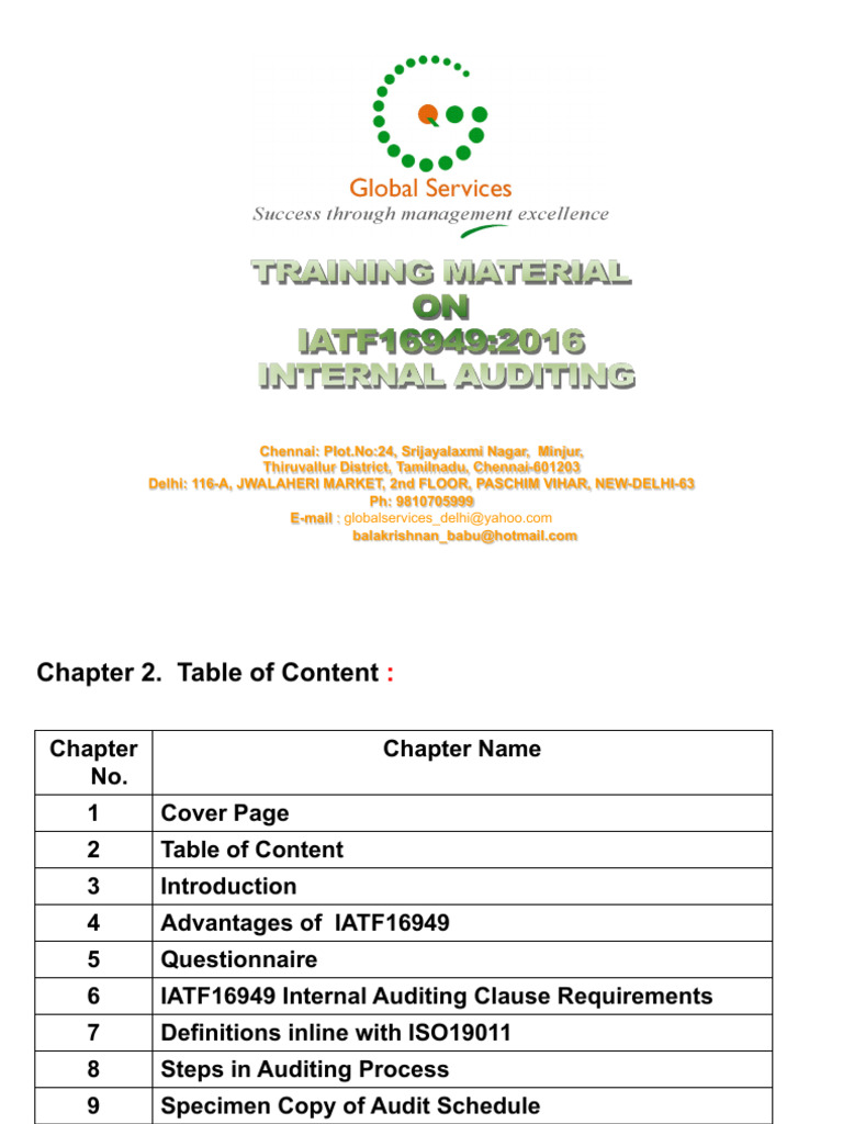 IATF - INTERNAL Auditors Training Material | PDF | Audit | Internal Audit