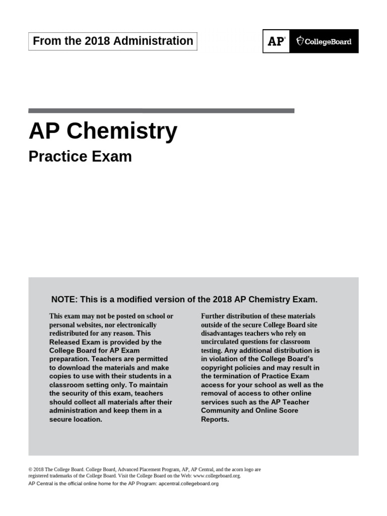 (2018-Official-AP Practice Exam) (With Answers) | PDF | Multiple Choice | Advanced Placement