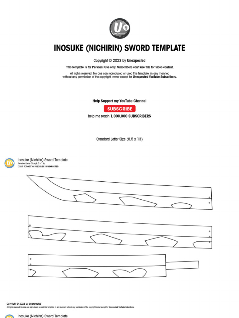 Inosuke Nichirin Sword Template | PDF