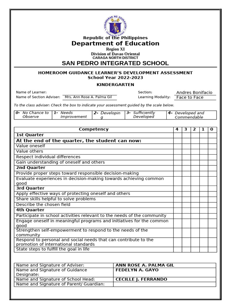 Homeroom-guidance-form | PDF | Learning | Decision Making